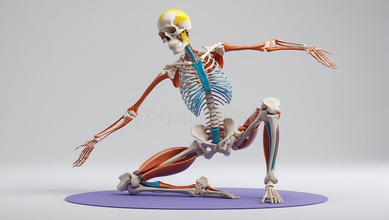 Anatomical Study: Skeletal System in a Yoga Pose Stock Illustration ...