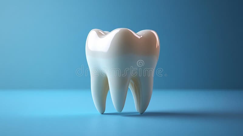 3D Render of a Human Tooth on Blue Background Generative AI Stock ...