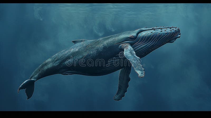 3D Render of Humpback Whale Swimming in Crystal Clear Ocean Stock ...
