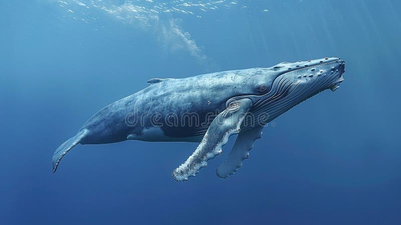 3D Render of Humpback Whale Swimming in Crystal Clear Ocean Stock ...