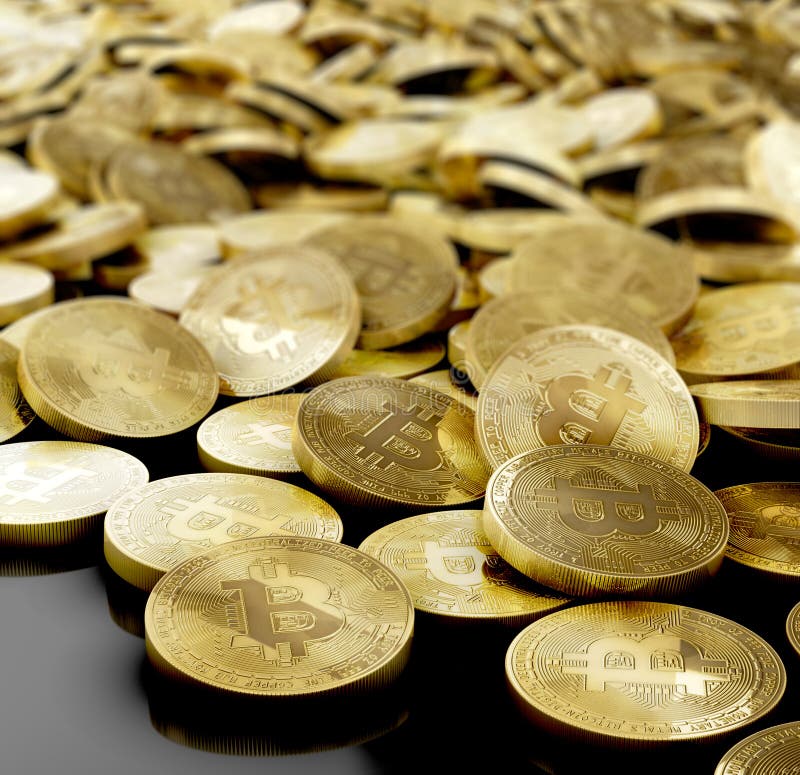 3D Render of Hundreds of Bitcoin (BTC). Stock Illustration ...
