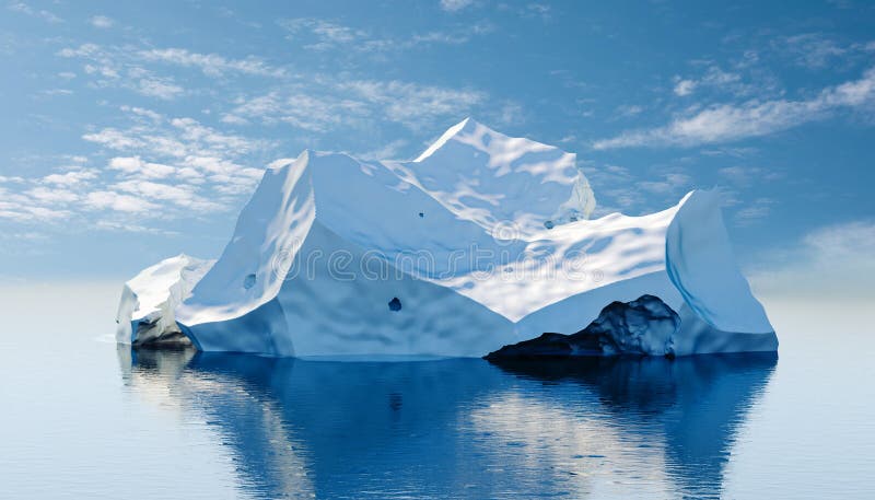 3d Iceberg, Water Level Side View Stock Illustration - Illustration of ...