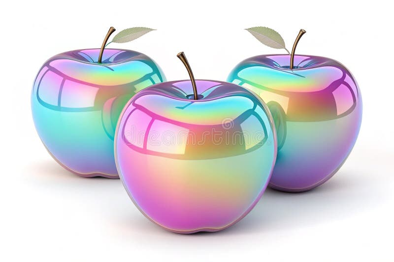 3d Render, Icon, Apples, Shiny, Gradient, Iridescent - Generated by Ai ...