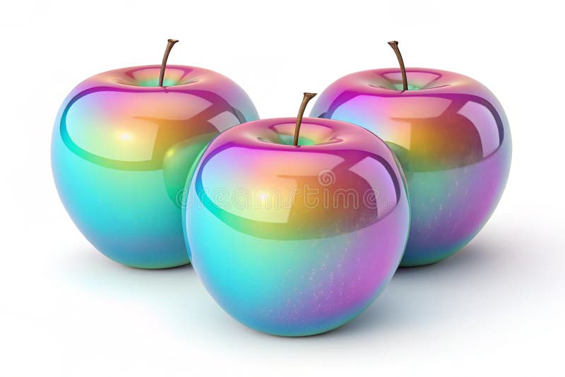 3d Render, Icon, Apples, Shiny, Gradient, Iridescent - Generated by Ai ...