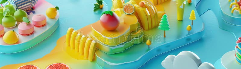 3D Render Icon Area Chart with Vibrant Colors Representing Food ...