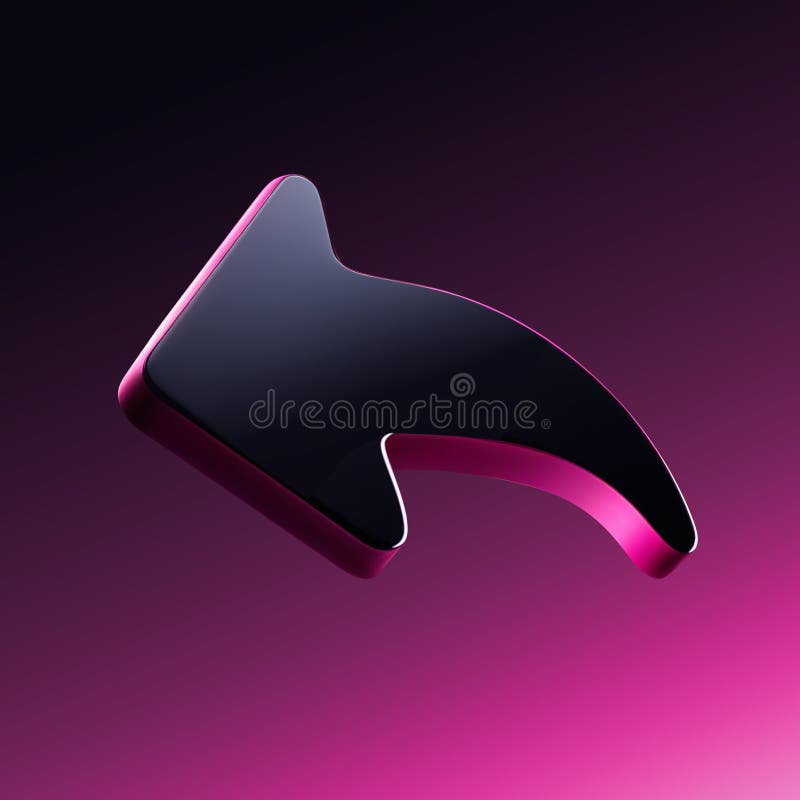 3d Render of Icon Back Glossy Surface Dark Pink Background Stock ...