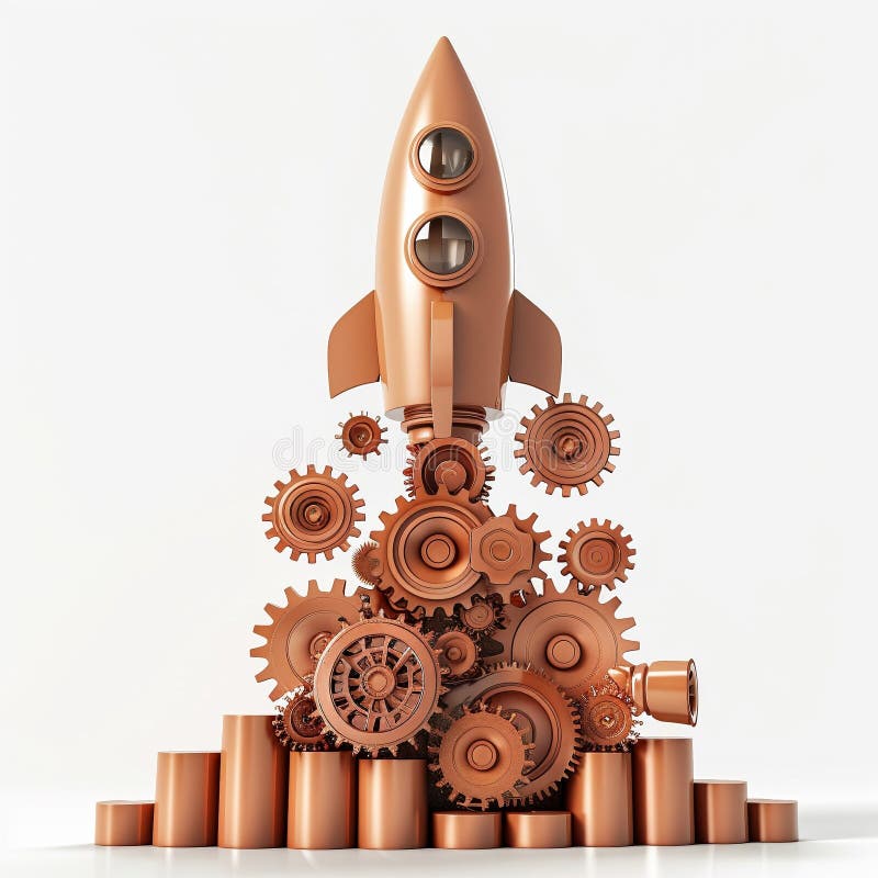 3D Render Icon Bar Chart with Gears and Cogs Representing Different ...