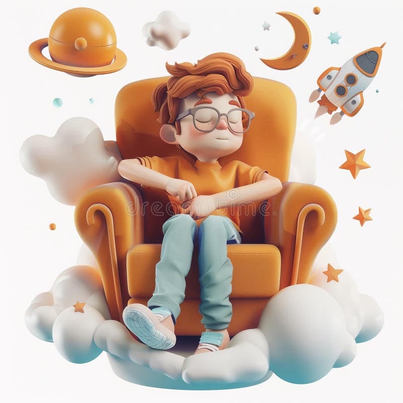 3D Render Icon a Boy Who Dreams about the Future Icon 3d Vision Stock ...