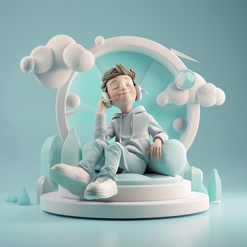 3D Render Icon a Boy Who Dreams about the Future Icon 3d Vision Stock ...