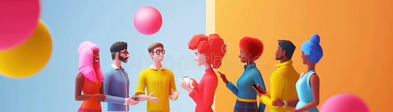 3D Render Icon Clay Render of a Diverse Team Brainstorming Ideas in a ...