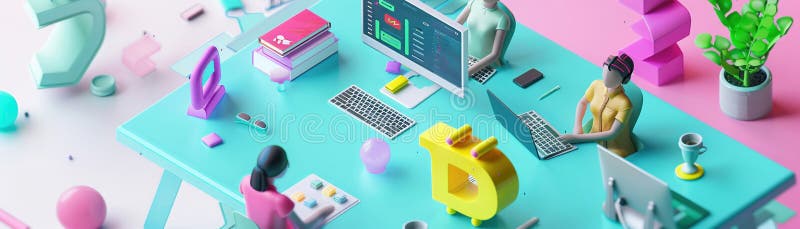 3D Render Icon Clay Render of a Diverse Team Brainstorming Ideas in a ...