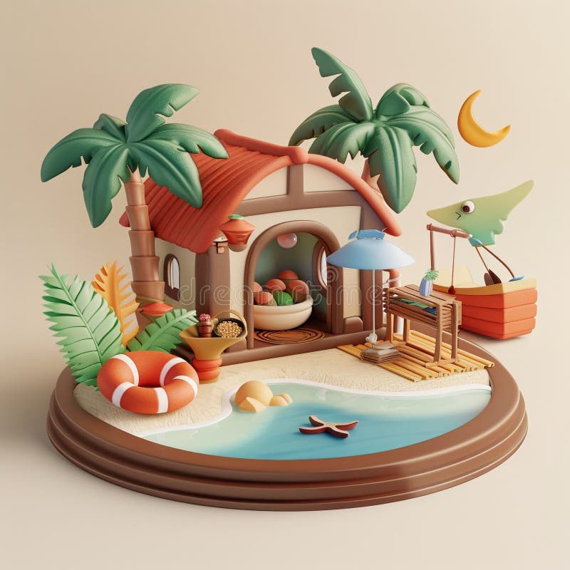 3D Render Icon Clay Style of a Bar Chart with a Stack of Clay Blocks ...