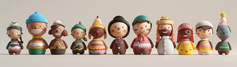 3D Render Icon Clay Style of a Group of Cute Clay Characters Working ...