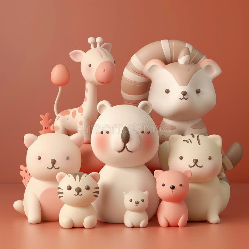 3D Render Icon Clay Style of a Group of Cute Clay Characters Working ...