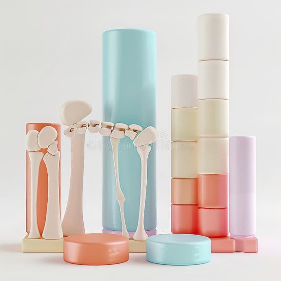 3D Render Icon 3D Bar Chart with Different Anatomy Sections Like Bones ...