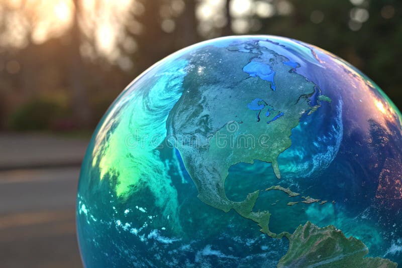 3d Render, Icon,earth Globe Orb, Shiny, Gradient, Iridescent ...