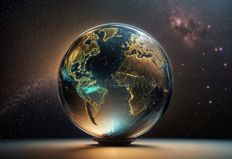 3d Render, Icon,earth Globe Orb, Shiny, Gradient, Iridescent ...