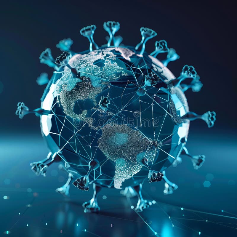 3D Render Icon Globe with Data Streams Flowing Highlighting Big Data ...