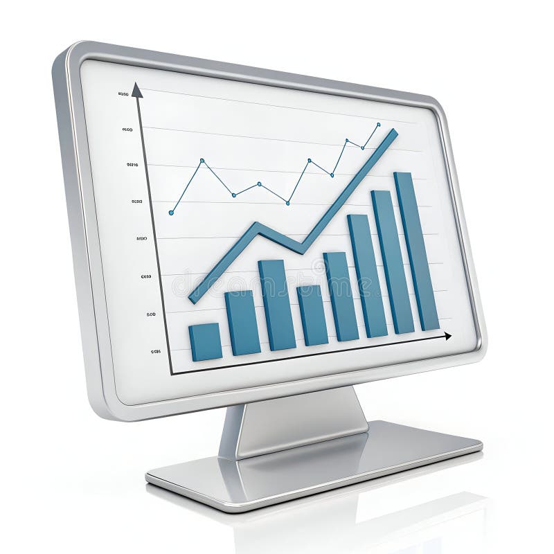 3D Render Icon Graph and Chart Stock Illustration - Illustration of ...