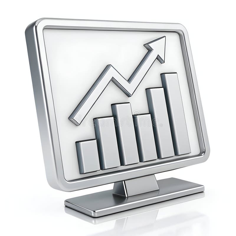 3D Render Icon Graph and Chart Stock Illustration - Illustration of ...
