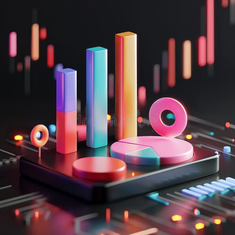 3D Render Icon Histogram with Colorful 3D Elements Showcasing Data ...