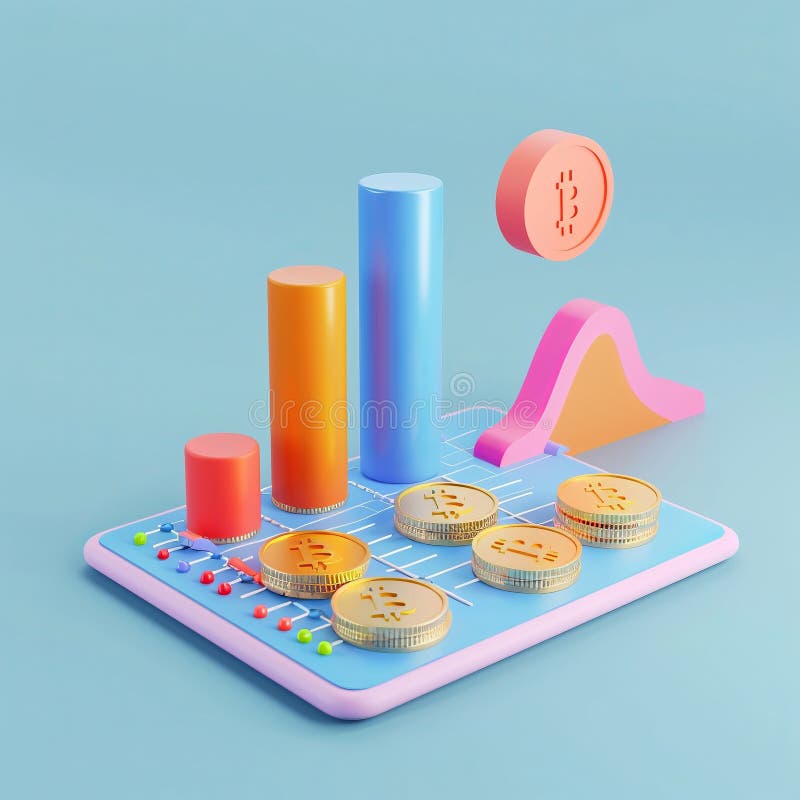 3D Render Icon Histogram with Colorful 3D Elements Showcasing Data ...