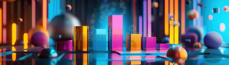 3D Render Icon Histogram with Vibrant 3D Objects Showcasing Data ...
