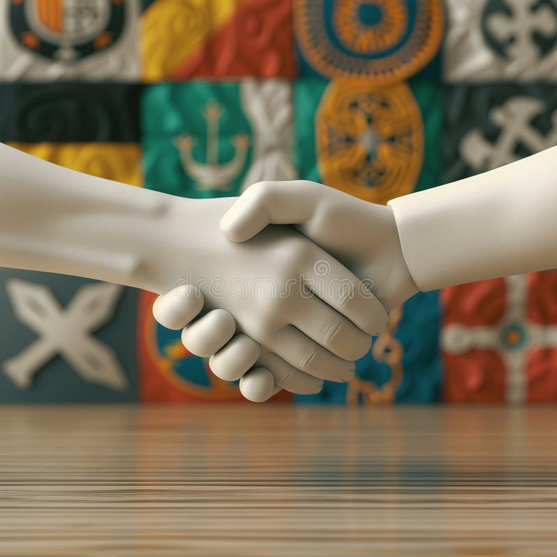 3D Render Icon 8K Clay Render of a Handshake with Gears and Cogs ...