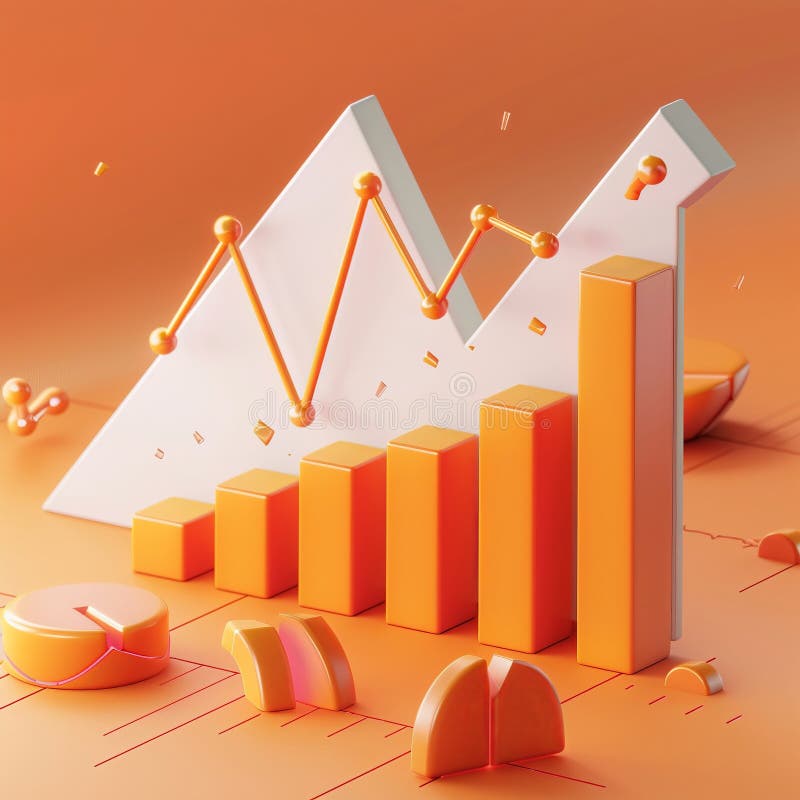 3D Render Icon Line Graph Tracking Energy Consumption with a Playful ...