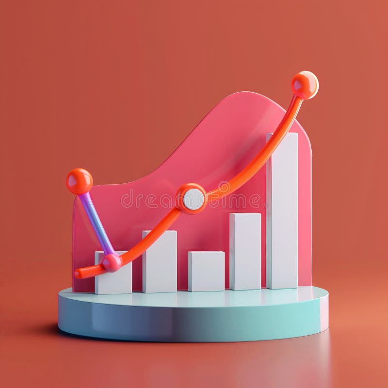 3D Render Icon Line Graph Tracking Energy Consumption with a Playful ...