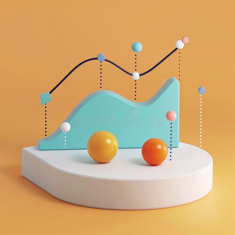 3D Render Icon Line Graph Tracking Energy Consumption with a Playful ...