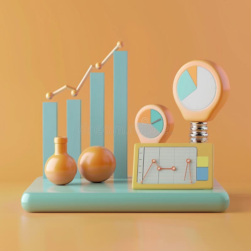 3D Render Icon Line Graph Tracking Energy Consumption with a Playful ...