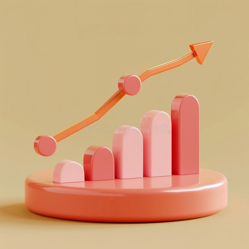 3D Render Icon Line Graph Tracking Energy Consumption with a Playful ...