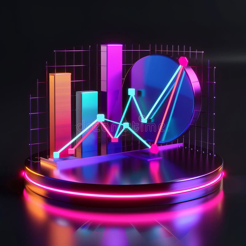3D Render Icon Line Graph Tracking Energy Consumption with a Playful ...