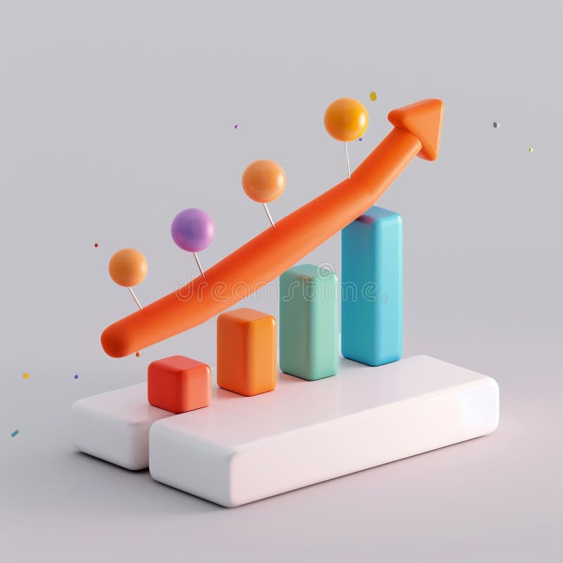 3D Render Icon Line Graph Tracking Energy Consumption with a Playful ...
