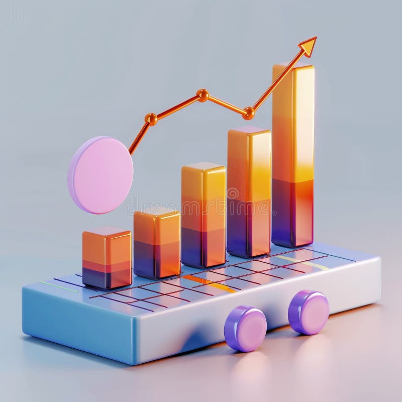 3D Render Icon Line Graph Tracking Energy Consumption with a Playful ...