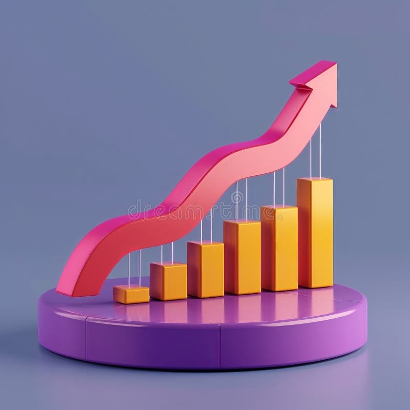 3D Render Icon Line Graph Tracking Energy Consumption with a Playful ...