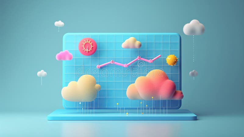 3D Render Icon Line Graph Tracking Energy Consumption with a Playful ...