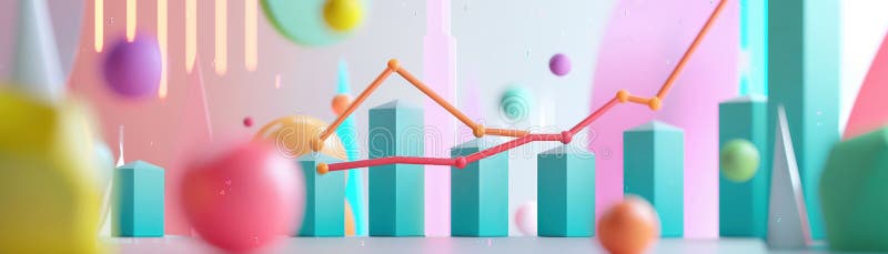 3D Render Icon Line Graph Tracking Energy Consumption with a Playful ...