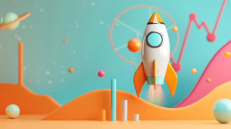 3D Render Icon Line Graph Tracking Global Temperature Change with a ...