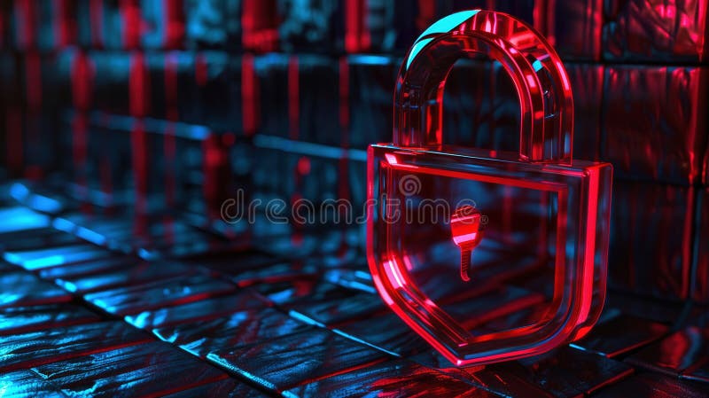 3D Render Icon Lock Icon with a Shield Representing Data Security and ...