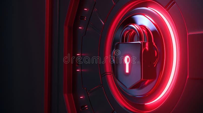 3D Render Icon Lock Icon with a Shield Representing Data Security and ...