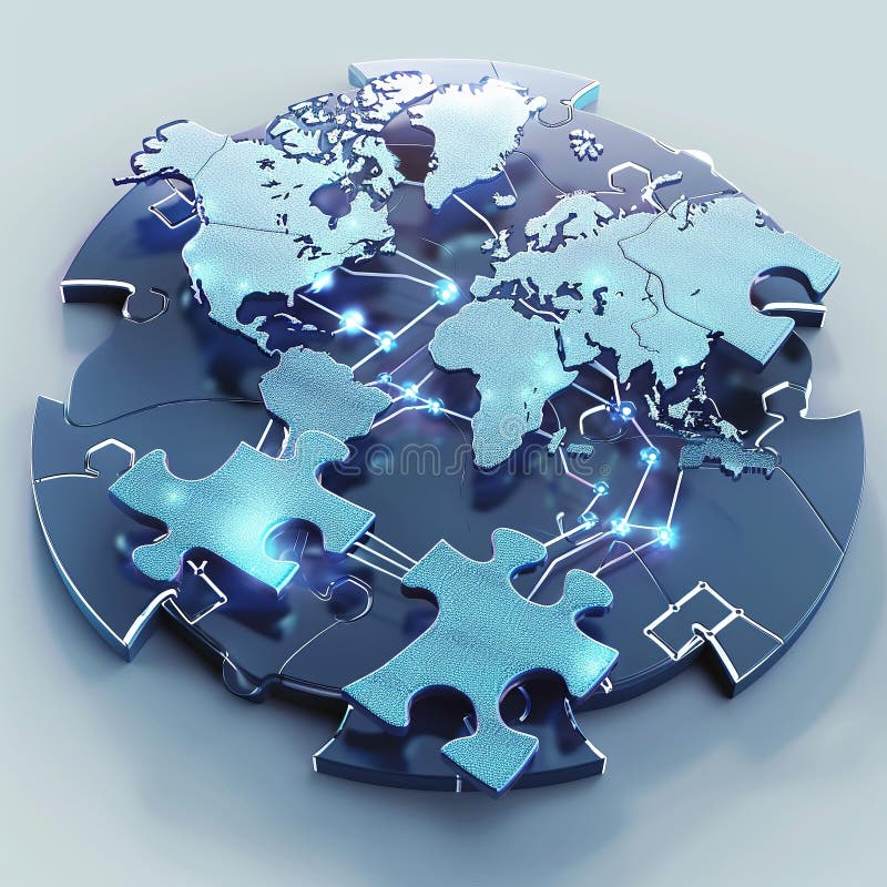 3D Render Icon 3D Map with Puzzle Pieces Fitting Together Showcasing ...