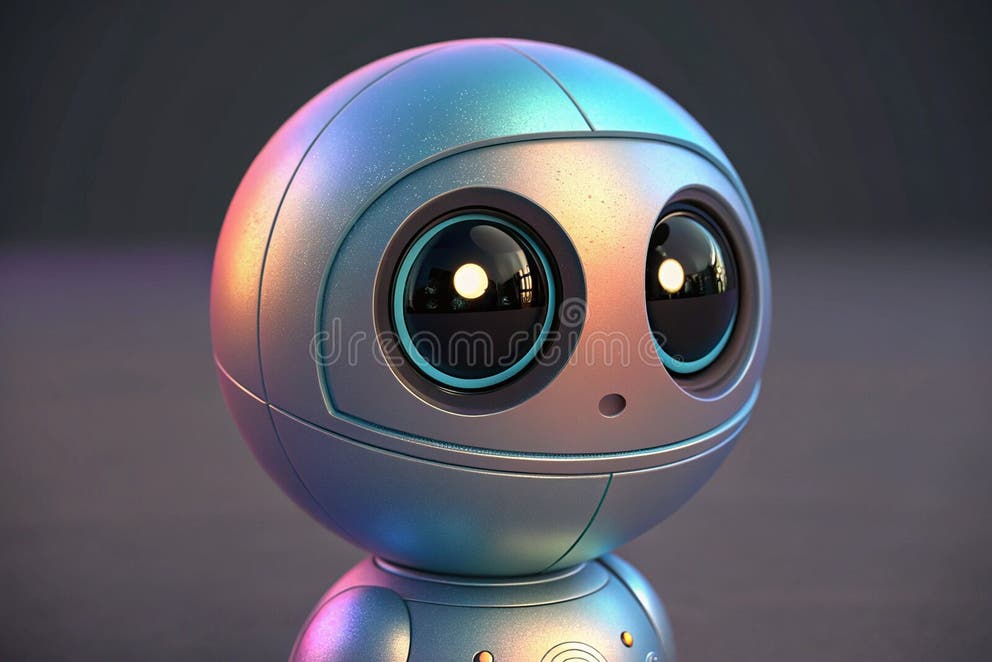 3d Render, Icon, Orb-shaped Robot with Expressive Eyes, Shiny, Gradient ...