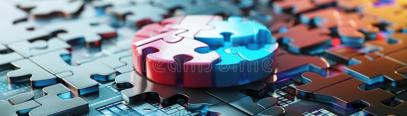 3D Render Icon Pie Chart with Puzzle Pieces Showcasing the Components ...