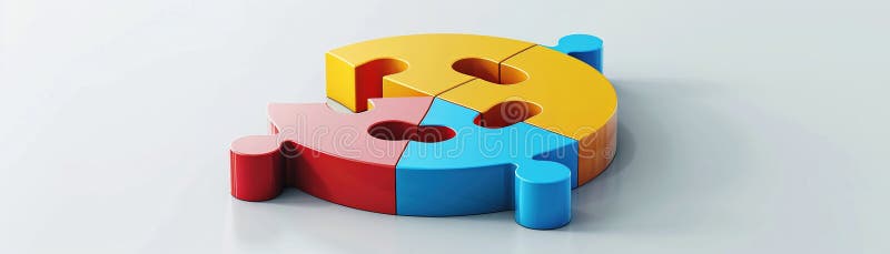 3D Render Icon Pie Chart with Puzzle Pieces Showcasing the Components ...