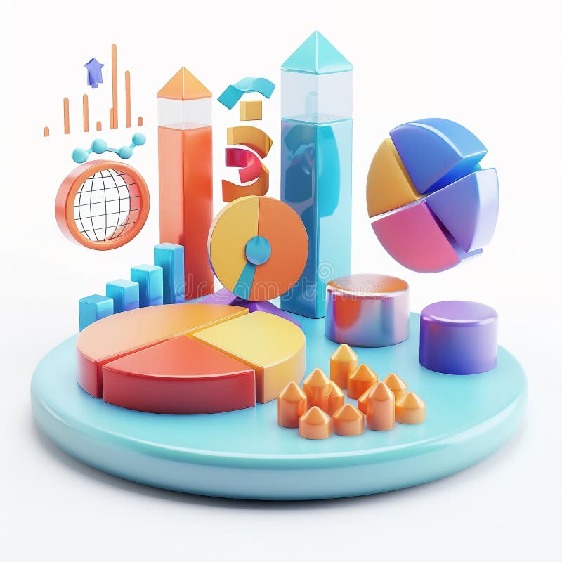 3D Render Icon Pie Chart Showing the Distribution of Wealth in the ...