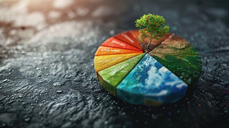 3D Render Icon Pie Chart Showing the Earths Climate with Labeled ...