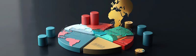 3D Render Icon Pie Chart Showing the Earths Climate with Labeled ...
