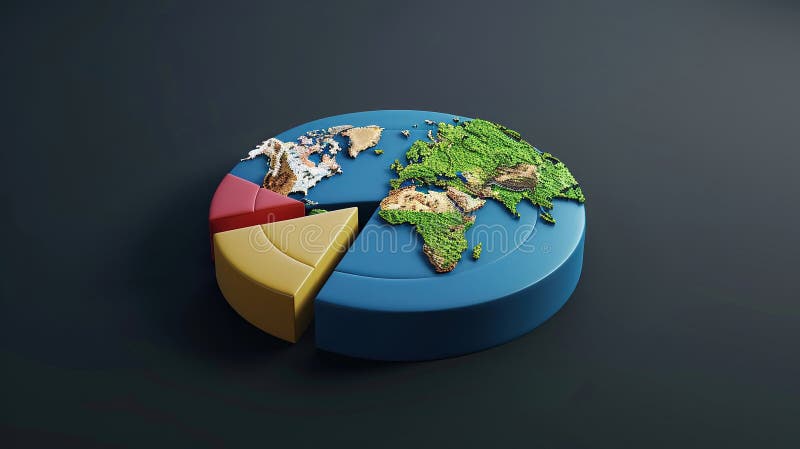 3D Render Icon Pie Chart Showing the Earths Climate with Labeled ...